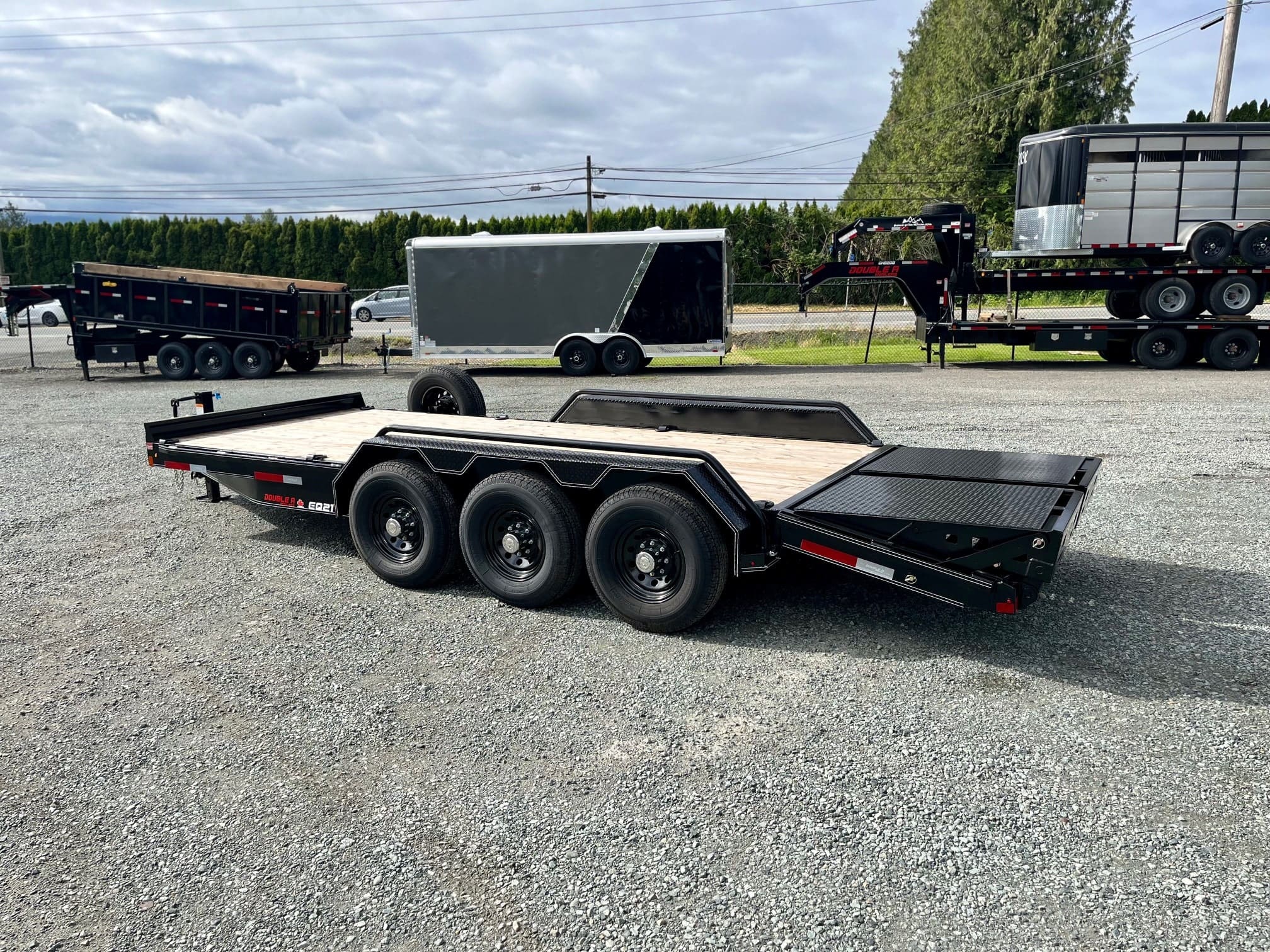 20' Double-A Tri-Axle Equipment Trailer w/ Conquer Ramps (23,000LBS GVW ...